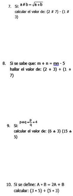 SOLVED: Doy corona a la respuesta correcta Si: '#b= va+6 calcular el valor de: (2 # 7) - (1 # Si ...