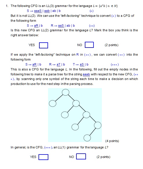 SOLVED: The following CFG is an LL(3) grammar for the language L=b | N ...