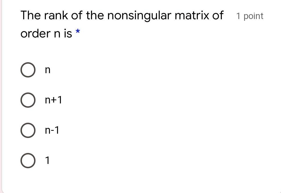 the rank of the nonsingular matrix of 7 point order n is n n1 0 n 1 1 11638
