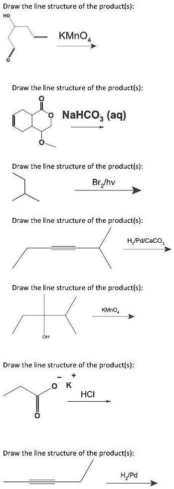 Draw the line structure of the product(s): HO KMnO? Draw the line ...