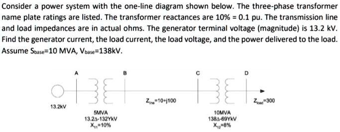 SOLVED: Consider a power system with the one-line diagram shown below.The three-phase ...