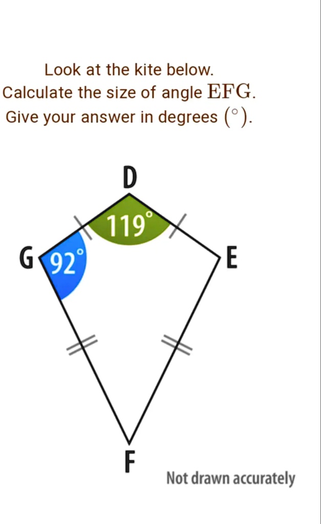 Look at the kite below. Calculate the size of angle...