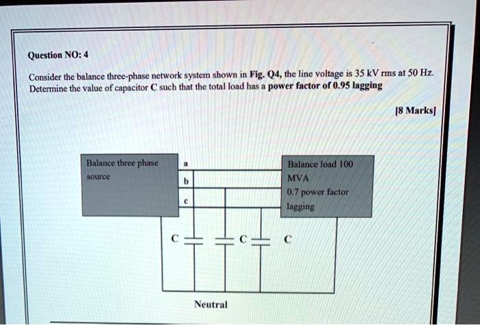 SOLVED: Question NO:4 Consider the balanced three-phase network system shown in Fig.Q4. The line ...