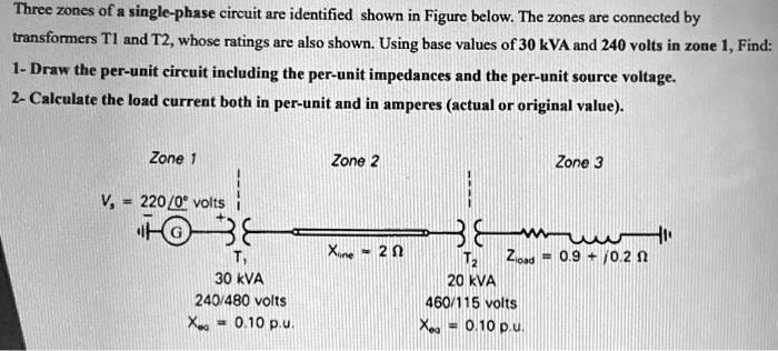 SOLVED: Three zones of a single-phase circuit are identified, as shown in Figure below. The ...