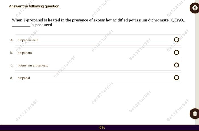 SOLVED: When 2-propanol is heated in the presence of excess hot ...