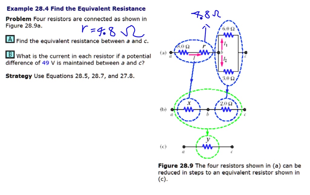 SOLVED: Example 28.4: Find the Equivalent Resistance Problem Four ...