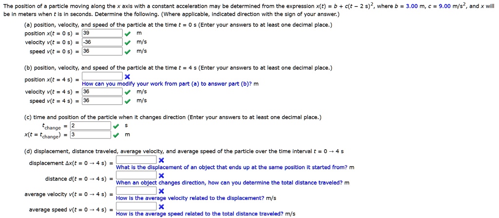 SOLVED: Texts: The position of a particle moving along the x-axis with a constant acceleration ...