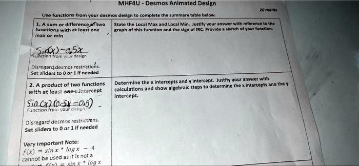 SOLVED: Answer the first 2 questions. Provide a sketch for the first one. MHF4U-Desmos Animated ...