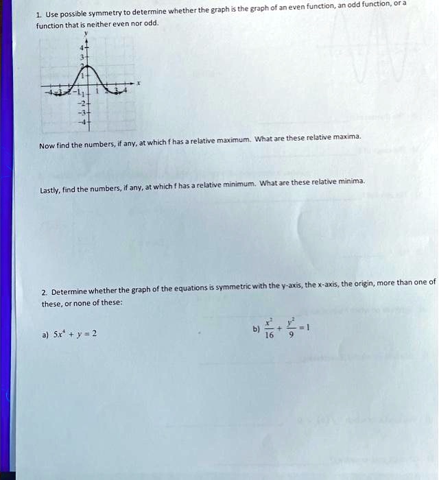 SOLVED: Texts: Help 1. Use possible symmetry to determine whether the ...