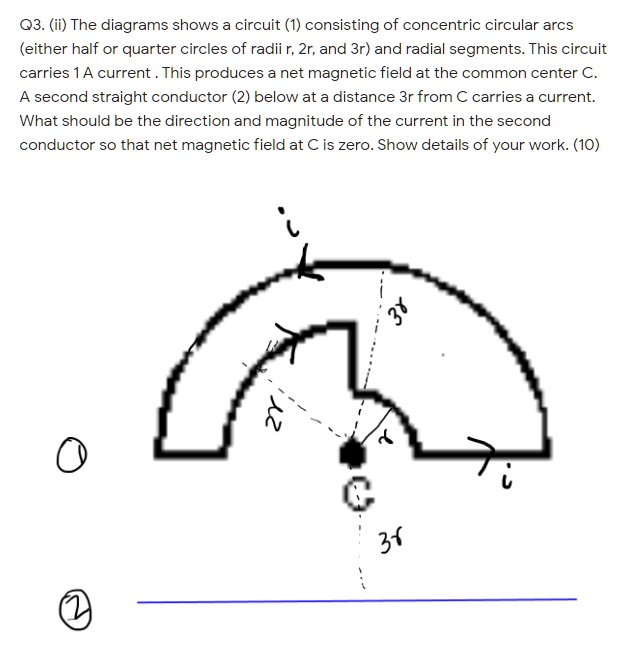 SOLVED:03. (ii) The diagrams shows circuit (1) consisting of concentric circular arcs (either ...