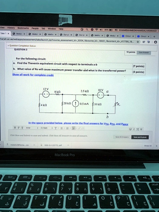 SOLVED: For the following circuit: Find the Thevenin equivalent circuit ...