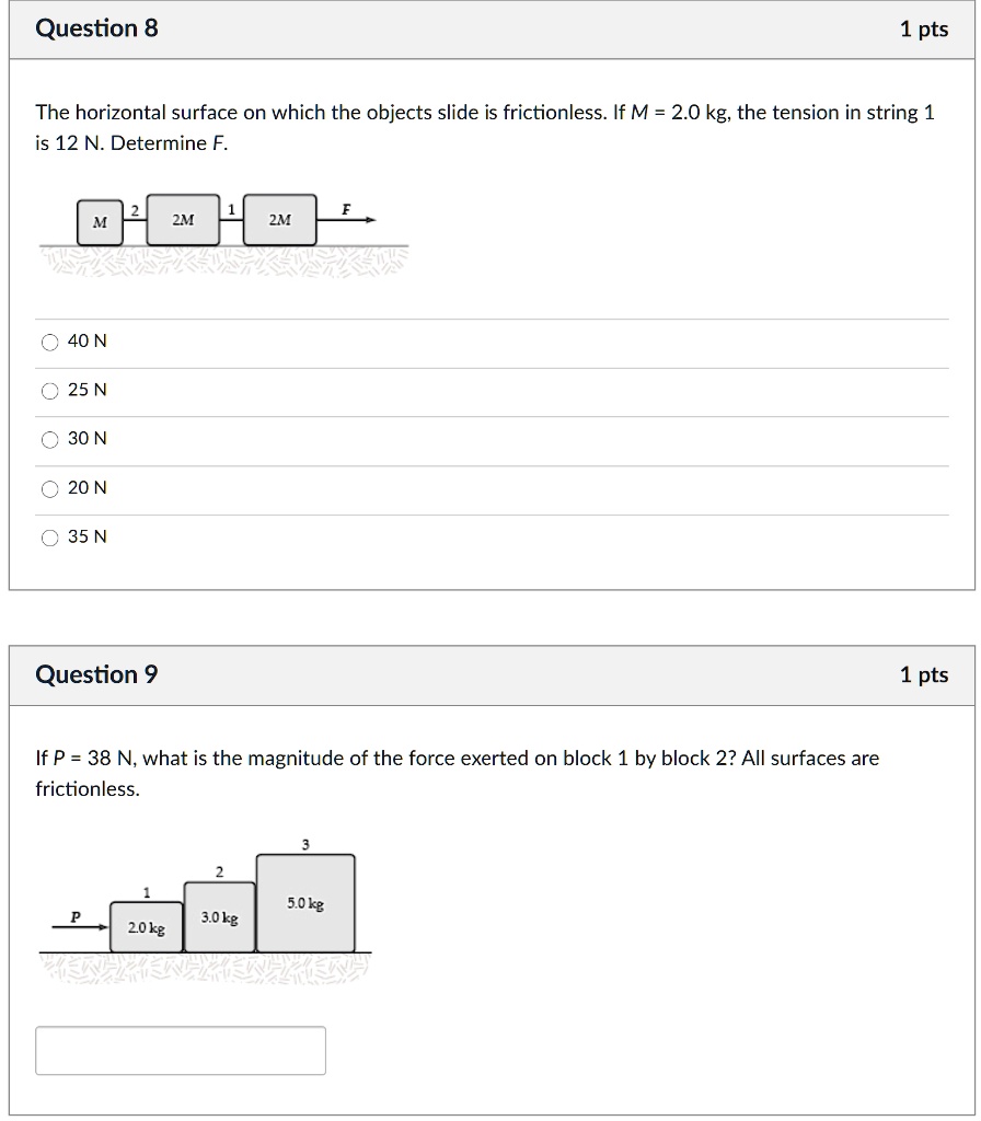Solved Question 8 1 Pts The Horizontal Surface On Which The Objects