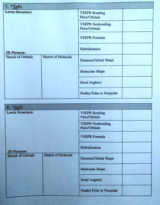 SOLVED: Lewis Structure: VSEPR Bonding Pairs Orbitals VSEPR Nonbonding ...