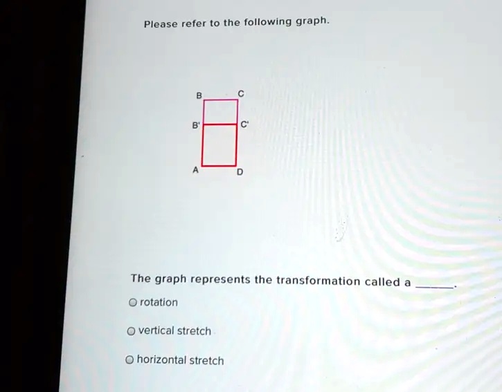 SOLVED: Please refer to the following graph: The graph represents the transformation called a ...