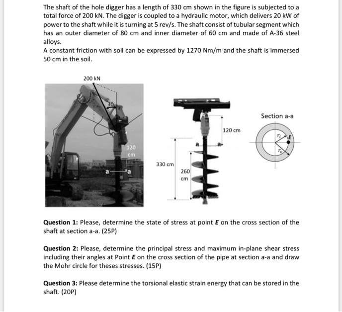 The shaft of the hole digger has a length of 330 cm shown in the figure ...