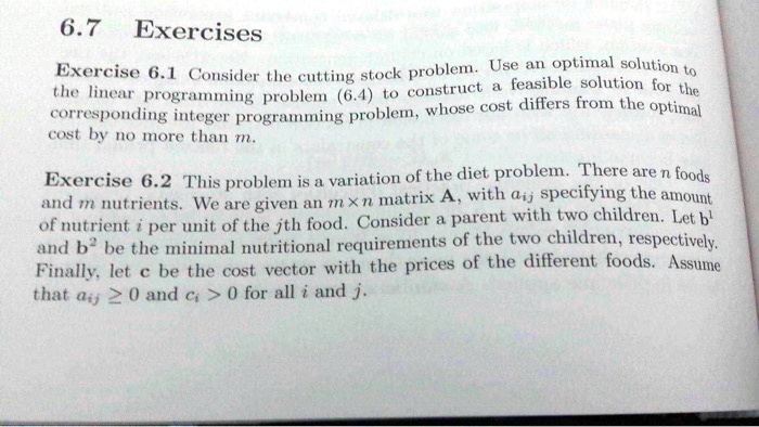 Solved 67 Exercises Exercise 61 Consider The Problem Use An Optimal Solution To Cutting