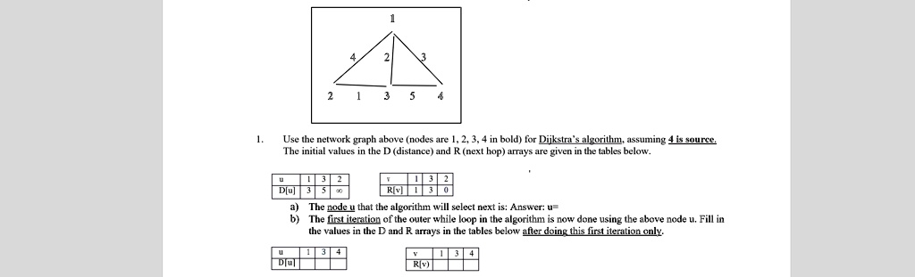 Solved Use The Network Graph Above Nodes Are 1 2 3 4 In Bold For Dijkstras Algorithm