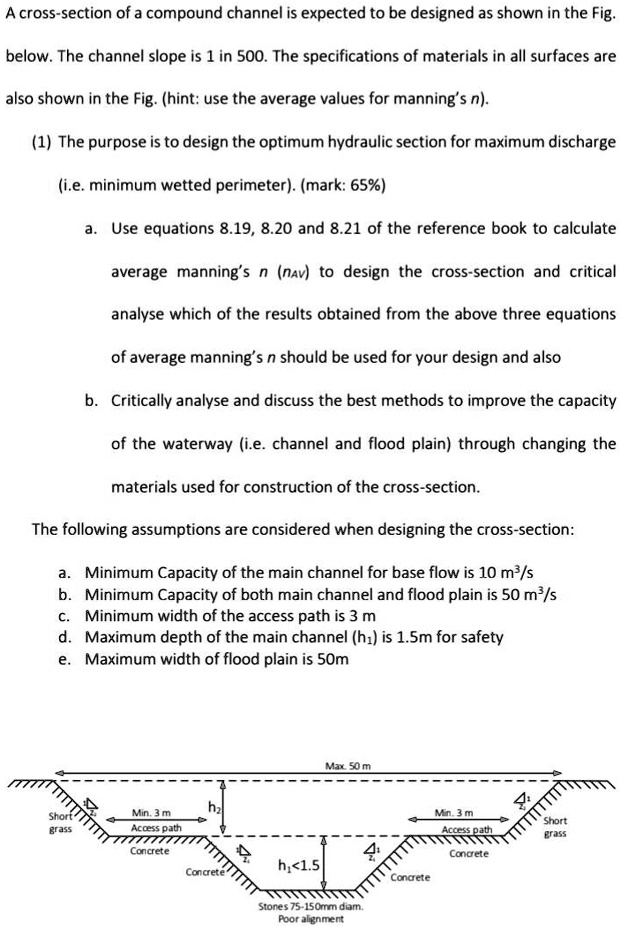 A cross-section of a compound channel is expected to be designed as ...