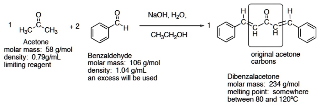 SOLVED: In the preparation of dibenzalacetone by aldol condensation, we ...
