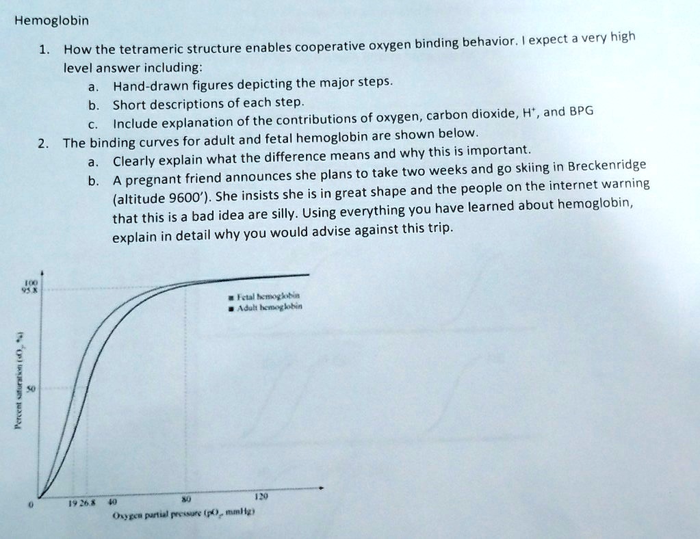 SOLVED: Hemoglobin binding behavior expect a very high How the tetrameric structure enables ...