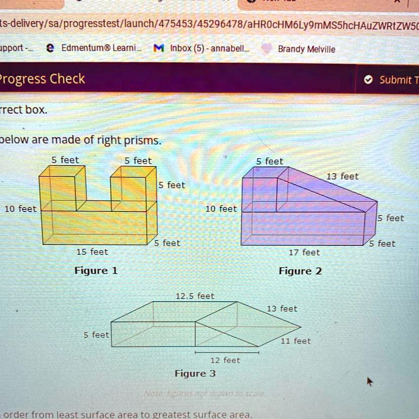 SOLVED: " Place the figures in order from least surface area to ...