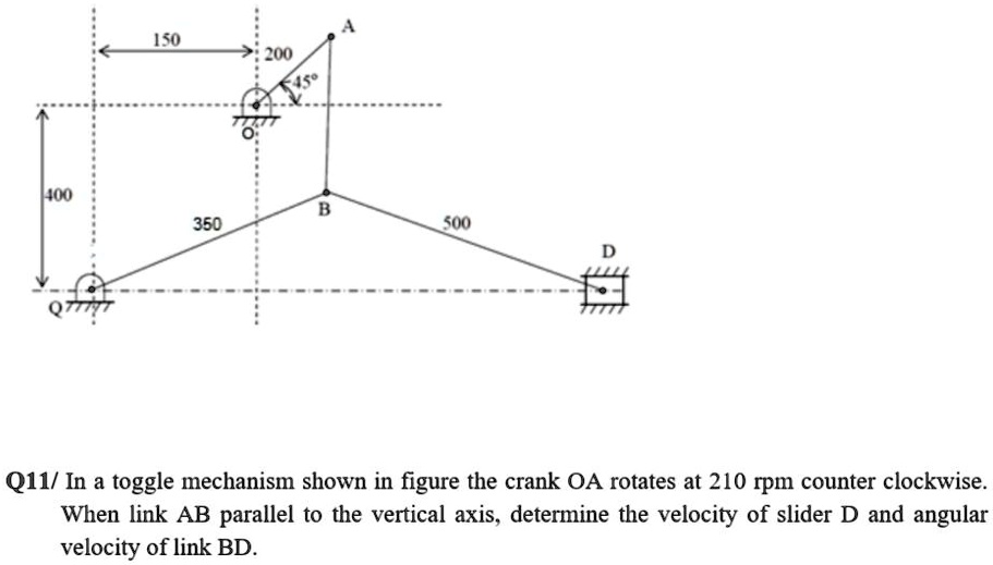 SOLVED: Q11/ In a toggle mechanism shown in the figure, the crank OA ...