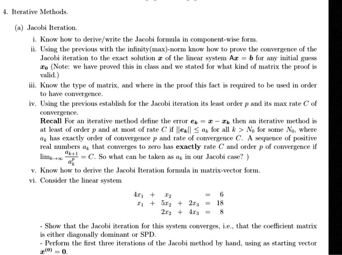Solved Iterative Methods A Jjacobi Iteration Khow How To Derive