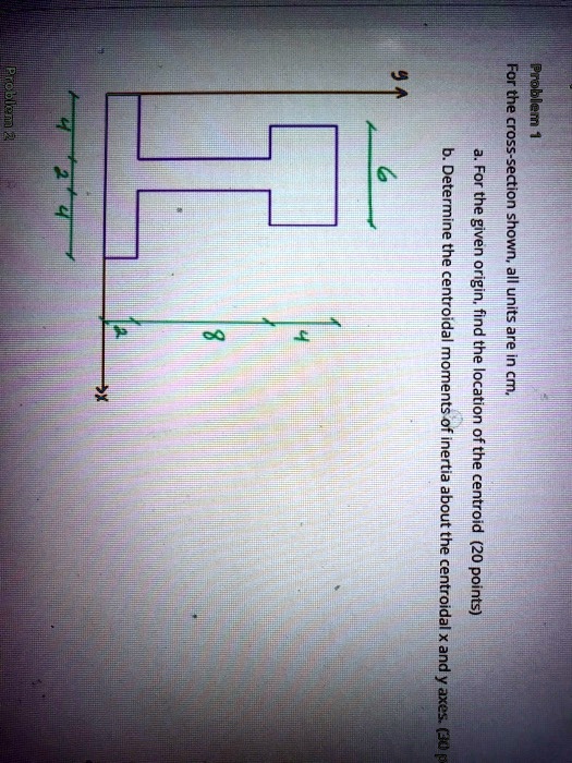 SOLVED: For the cross-section shown, all units are in cm. Problem 1b. Determine the centroidal ...