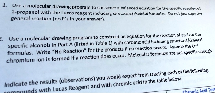 SOLVED: Use molecular drawing program to construct balanced equation ...