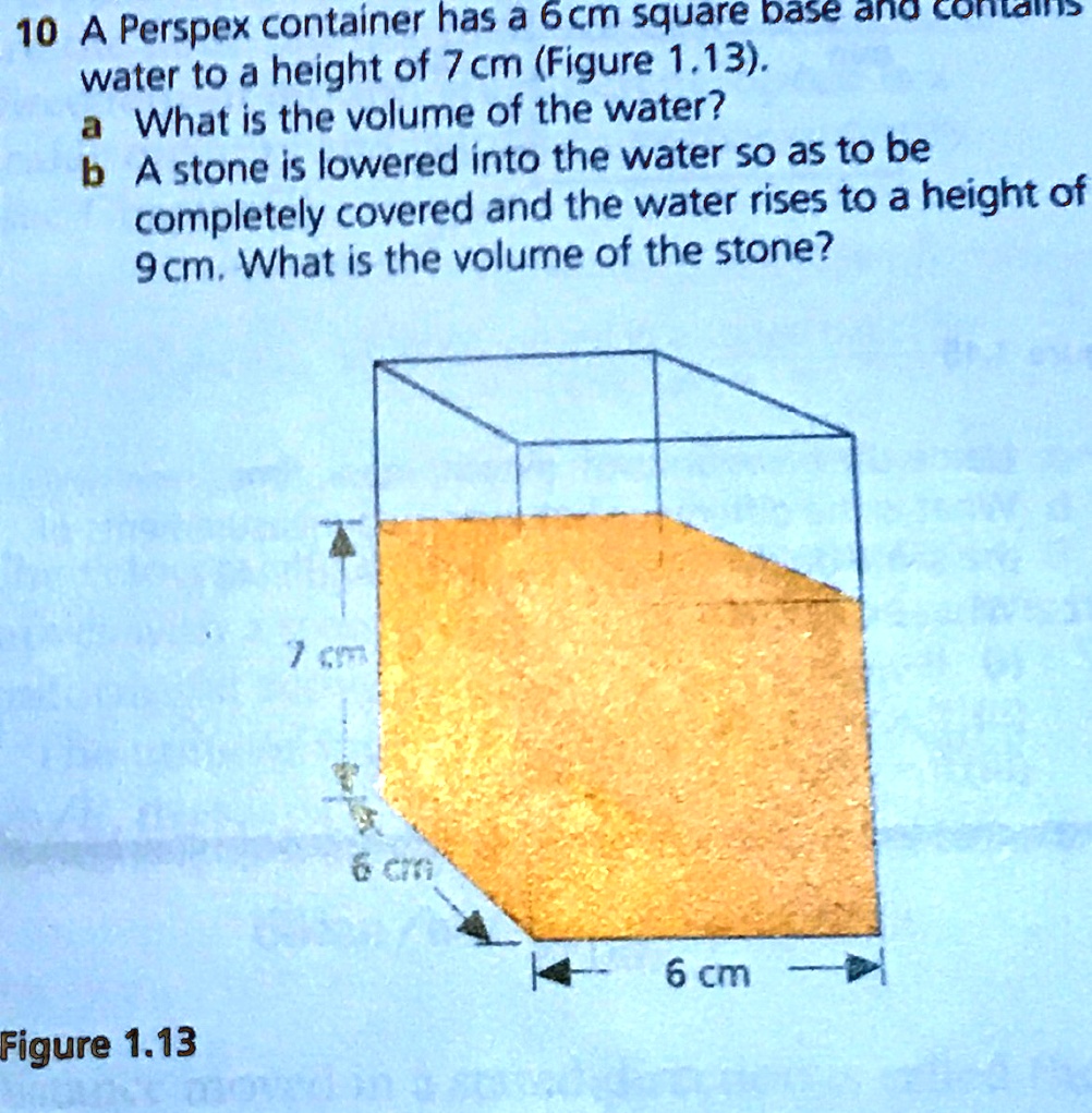 Does anybody know the answers? A Perspex container has a 6cm square ...