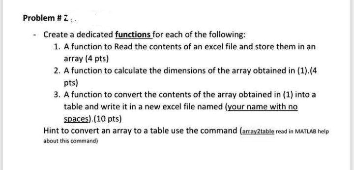 Solved Please Solve Quickly With Matlab Problem Z Create Dedicated Functions For Each Of The