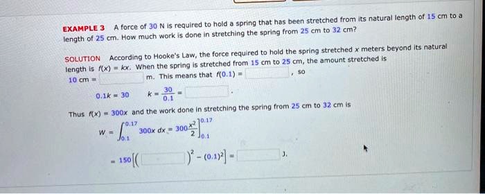 SOLVED: been stretched from namura length of 15 cm Lo force 0f 30 ...