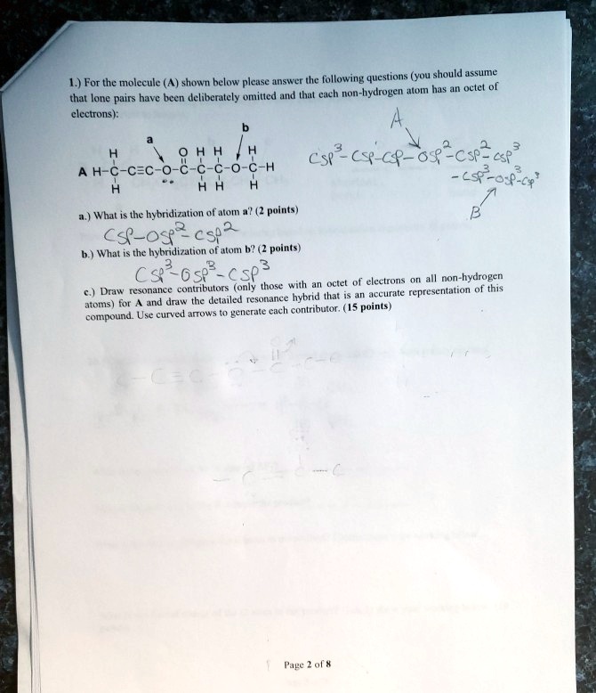 SOLVED: 1.) For the molecule (A) shown below please answer thc ...