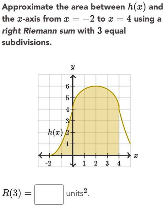 approximate the area between hw and the x axis from x 2 to x 4 using right riemann sum with 3 ...