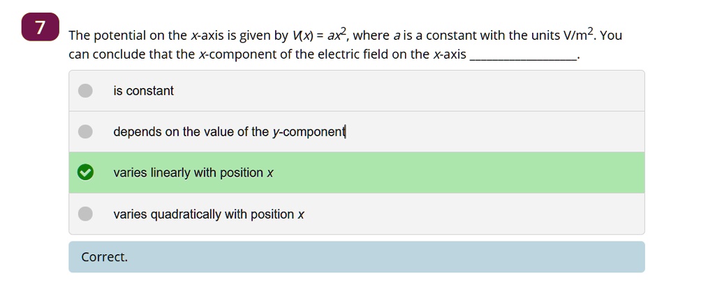 SOLVED: The potential on the x-axis is given by Vx) = ax, where ais a ...