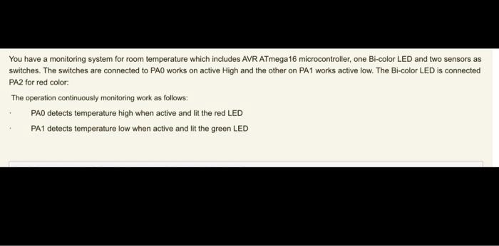 You have a monitoring system for room temperature which includes AVR ...