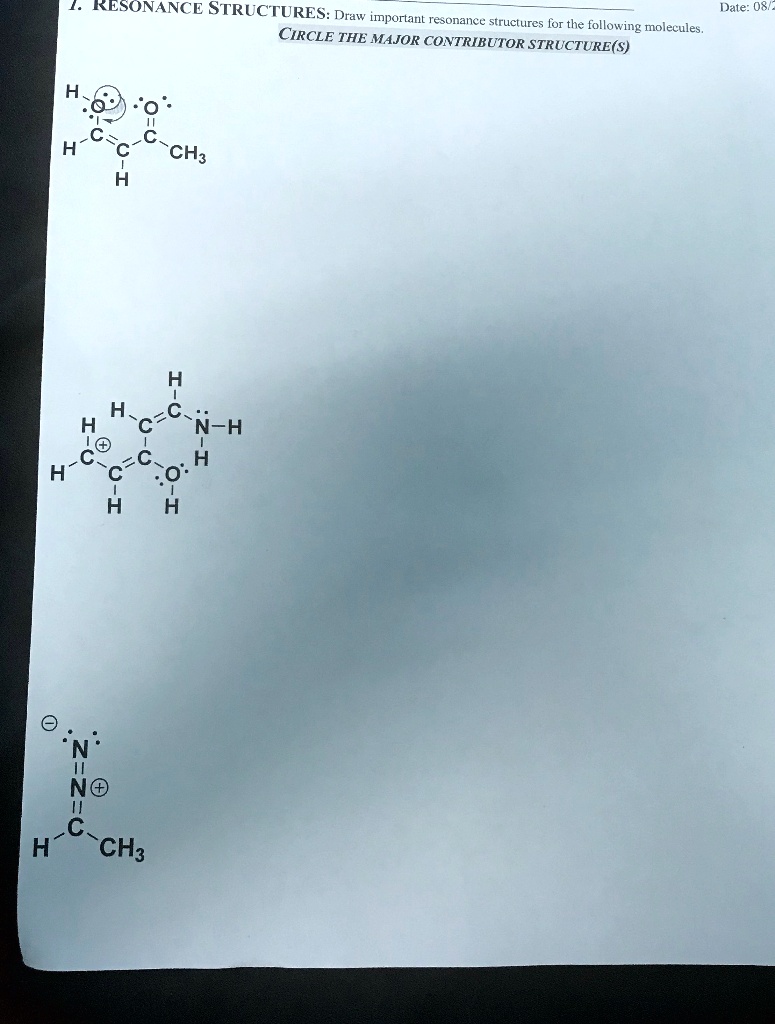 1. RESONANCE STRUCTURES: Draw important resonance structures for the ...