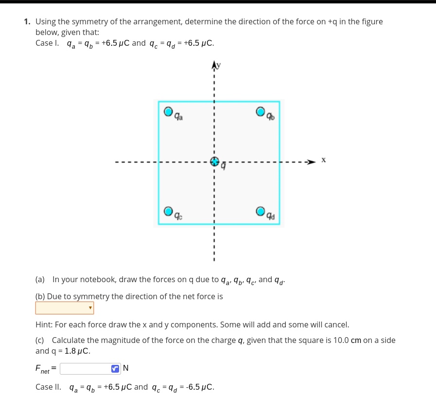 Solved Using The Symmetry Of The Arrangement Determine The Direction Of The Force On Q In The