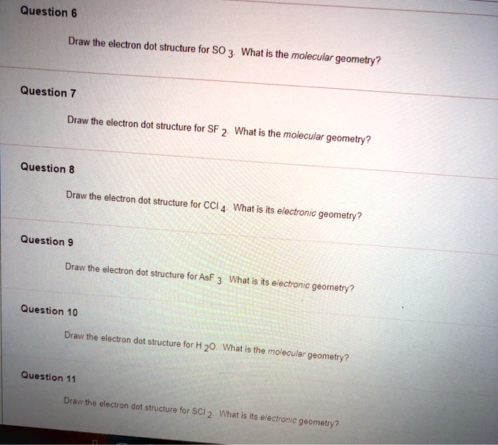 SOLVED: Question 6 Draw the electron dot structure for SO. What is the ...