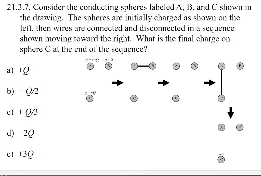 SOLVED: 21.3.7. Consider the conducting spheres labeled A, B, and ...