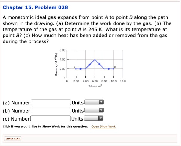 Chapter 15, Problem 028 A monatomic ideal gas expands from point A to ...