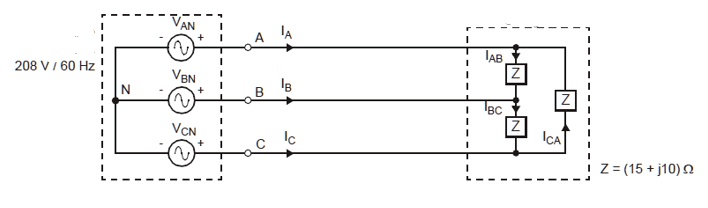 SOLVED: A symmetrical triangle load is connected to a balanced three ...