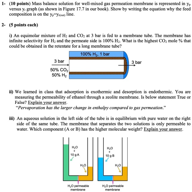 SOLVED: (10 points) Mass balance solution for well-mixed gas permeation ...