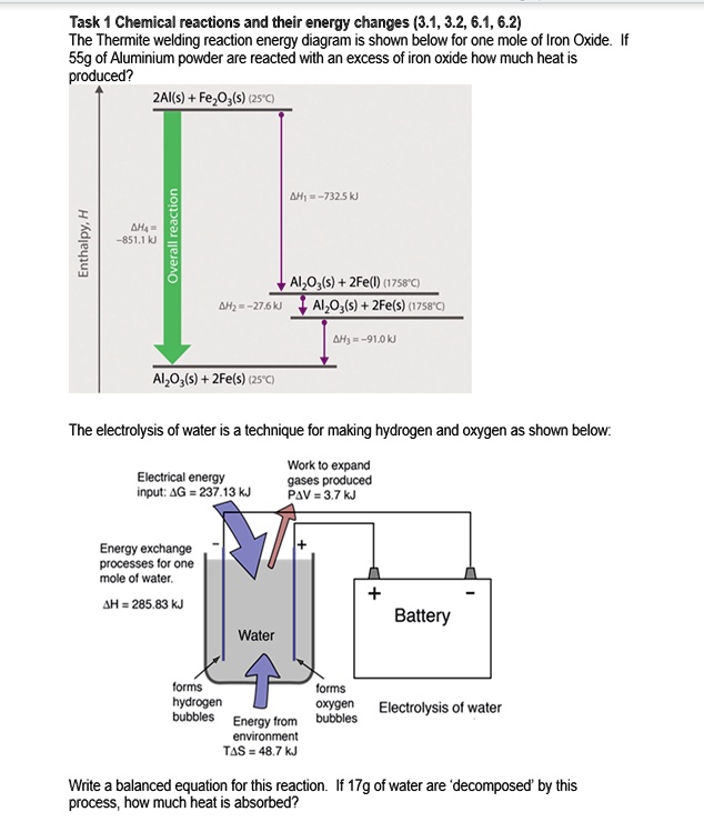 task chemical reactions and their energy changes 313261 62 the thermite ...