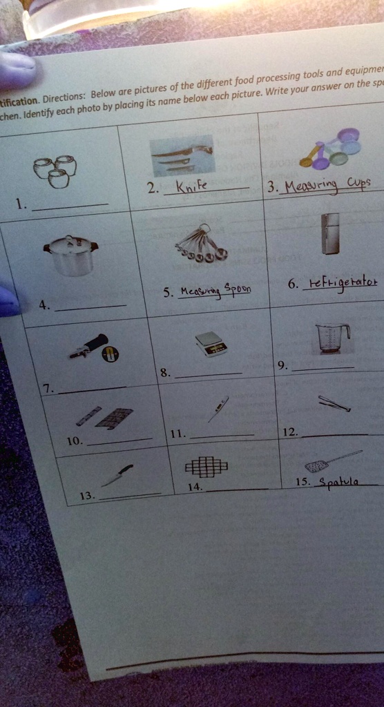 il identification directions below are pictures of the different food ...