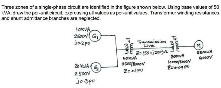Three zones of a single-phase circuit are identified in the figure shown below. Using base ...