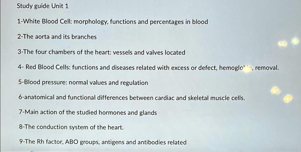 study guide unit 1 1 white blood cell morphology functions and ...