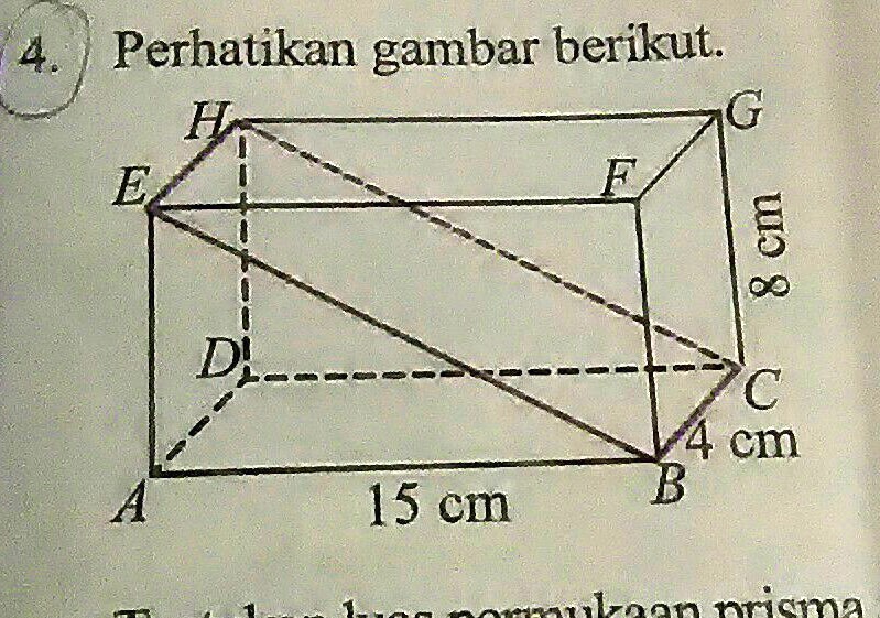 SOLVED: perhatikan gambar berikut Tentukan luas permukaan prisma ABE ... SOLVED: perhatikan gambar berikut Tentukan luas permukaan prisma ABE ...