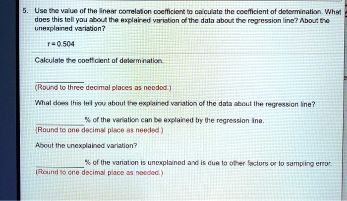 SOLVED: Use the value of the linear correlation coefficient to ...