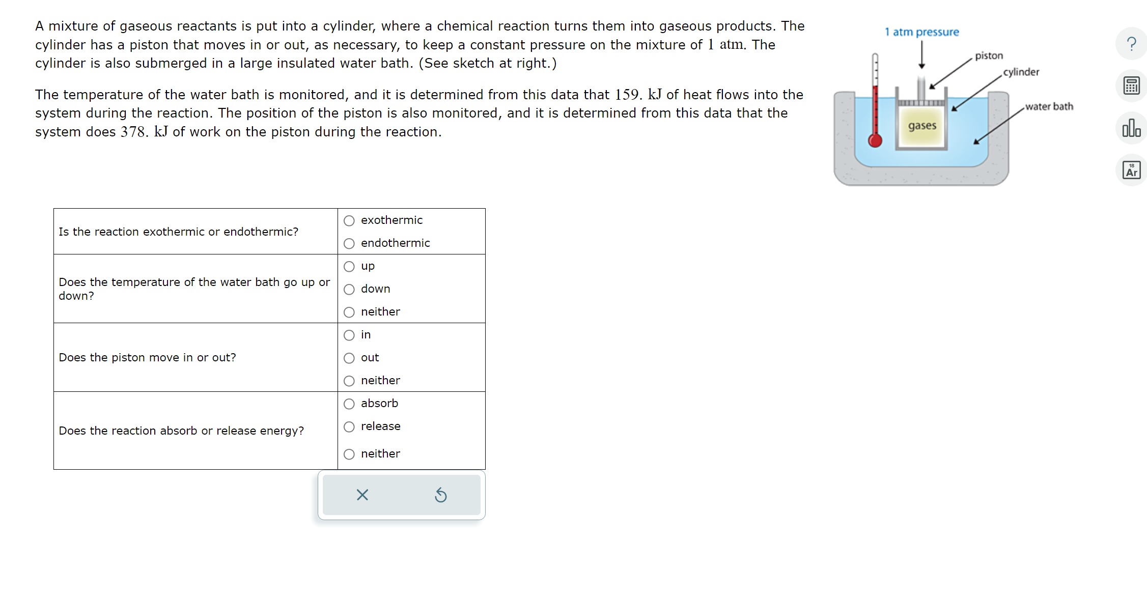SOLVED: A mixture of gaseous reactants is put into a cylinder, where a ...
